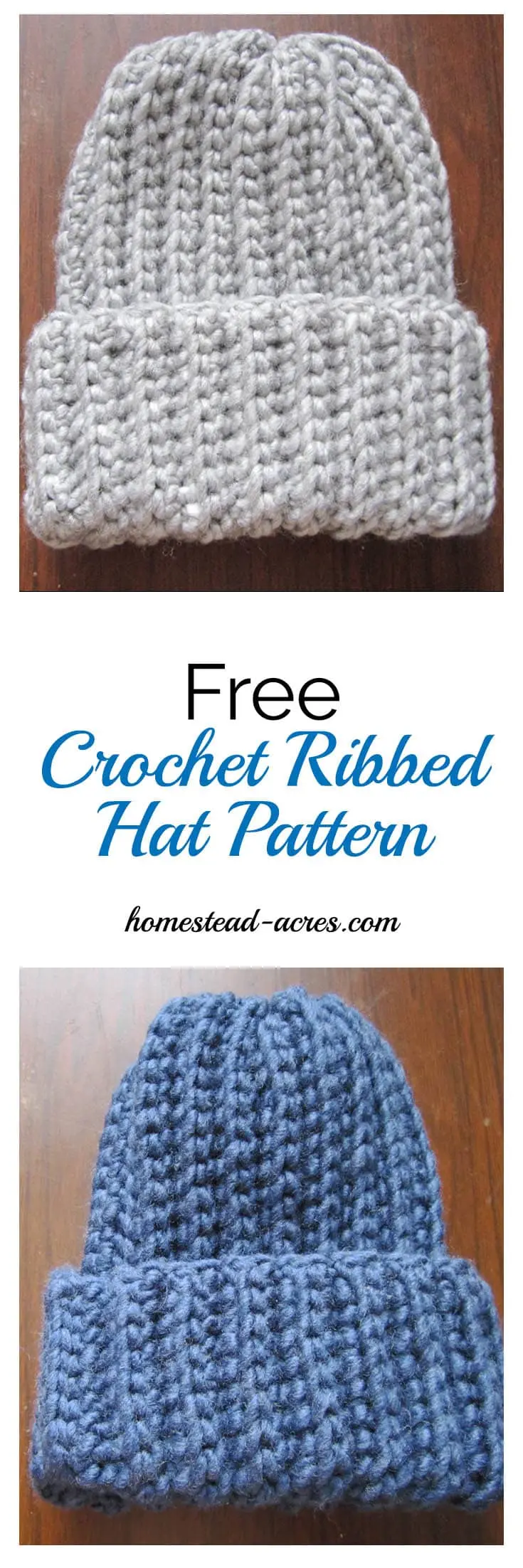 Free Crochet Ribbed Hat Pattern - Homestead Acres