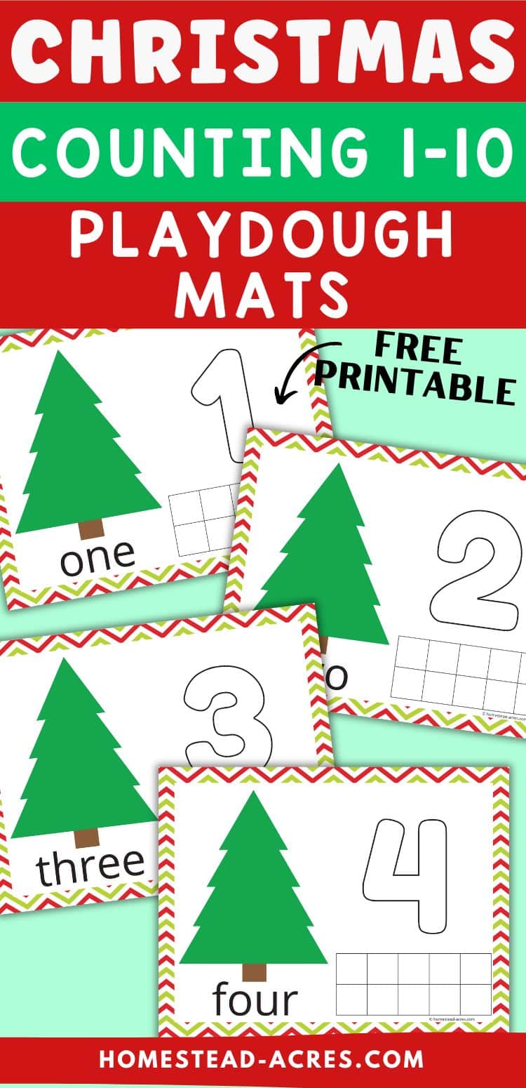 Free Printable Christmas Tree Counting 1-10 Playdough Mats