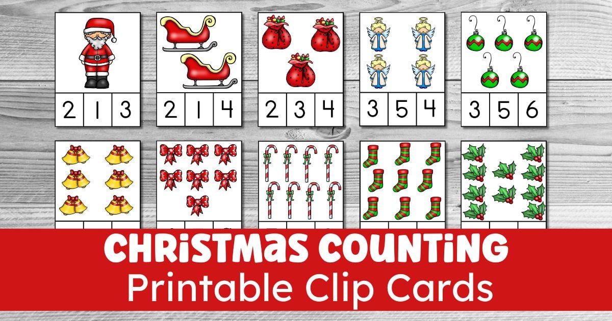 Free Printable Christmas Count And Clip Cards (1 to 12)